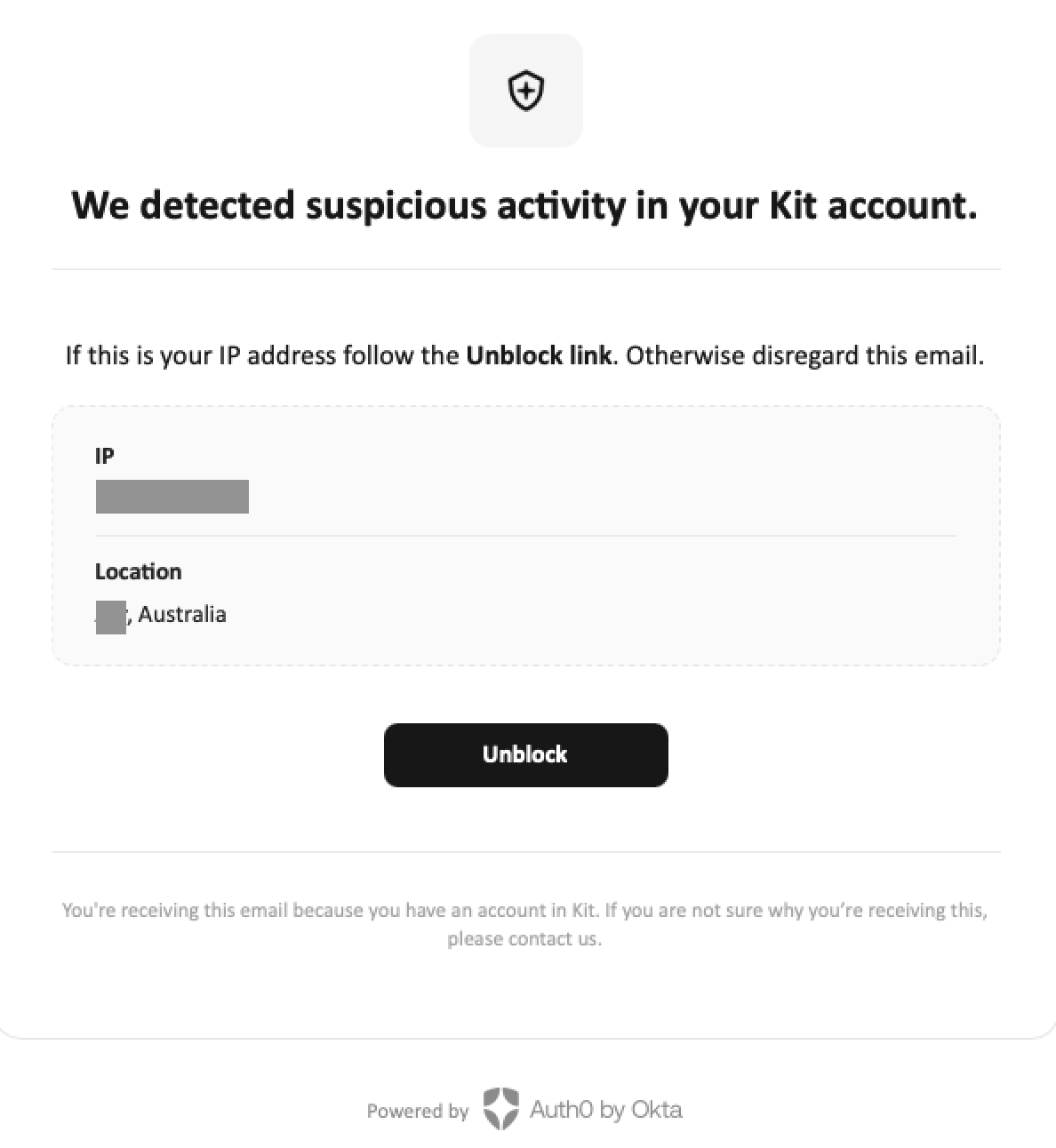 Help, I received an email ‘Account blocked’